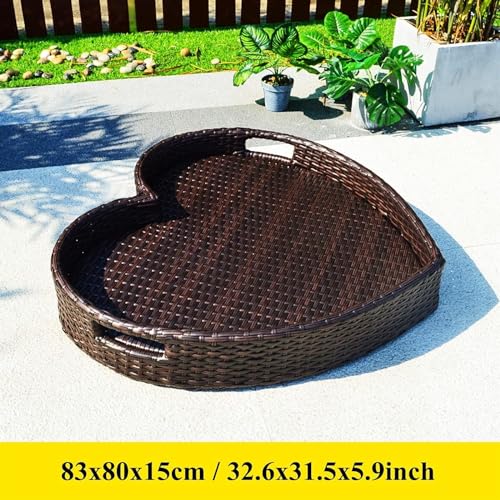 Floating Tray Floating Serving Tray Stylish Breakfast Tray On The Water, Floating Bar for Pool, Love Heart Shaped Floating Plate (Color : Brown)