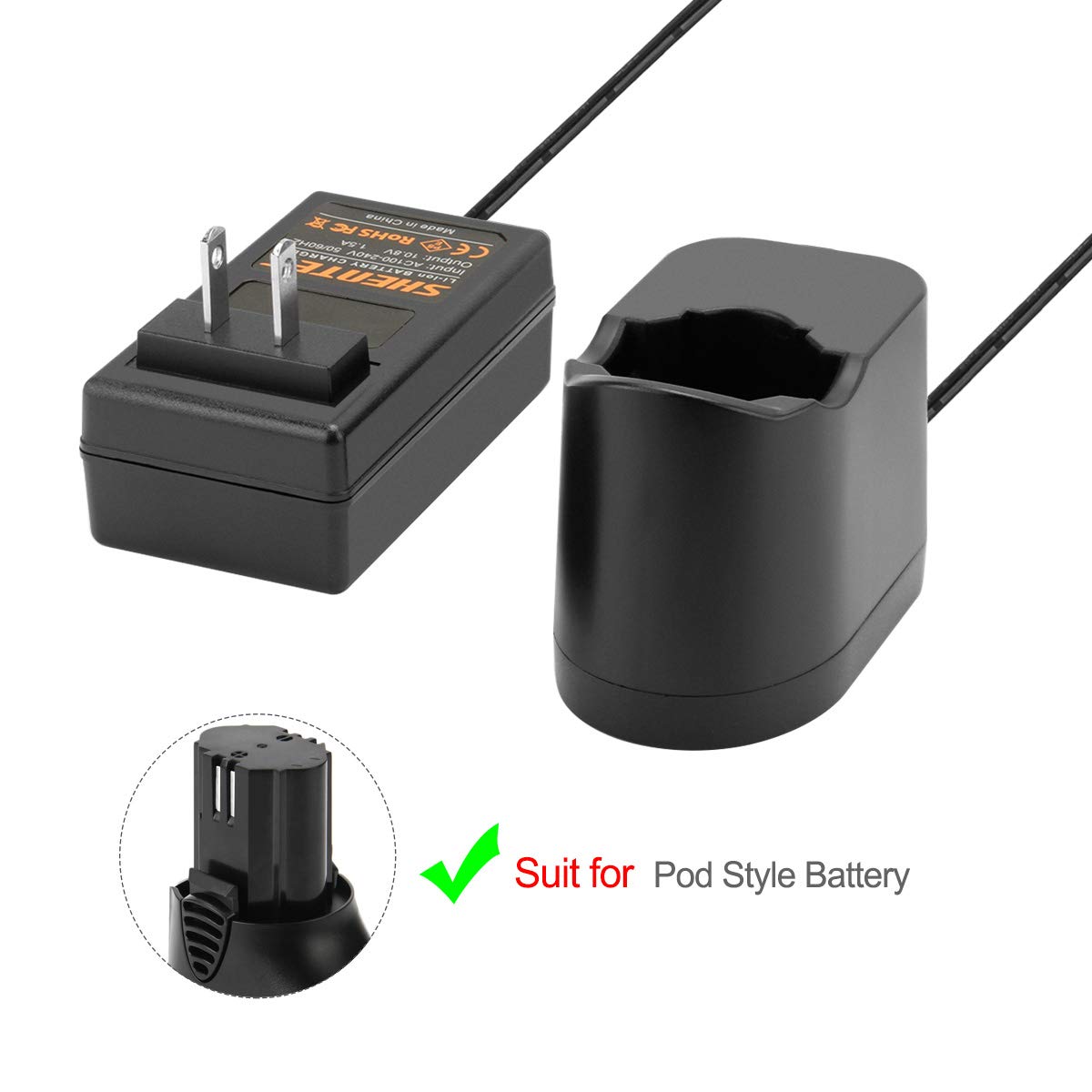 Shentec 10.8V Lithium Battery Charger Compatible with Dremel 855-02 855-01 8000-01 8001-01 8001-02 (Not for Ni-MH/Ni-Cd Battery)