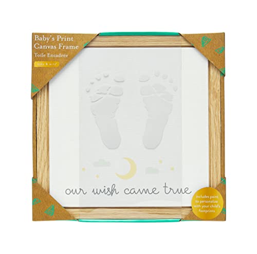Kate & Milo Baby's Print Framed Canvas, Baby Handprint or Footprint Art, DIY Baby Keepsake Frame, Modern Neutral Nursery Décor, Our Wish Came True