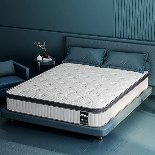 Serweet 8 Inch Memory Foam Hybrid Queen Mattress - Heavier Coils for Durable Support - Pocket Innersprings for Motion Isolation - Pressure Relieving - Medium Firm - Made in North America