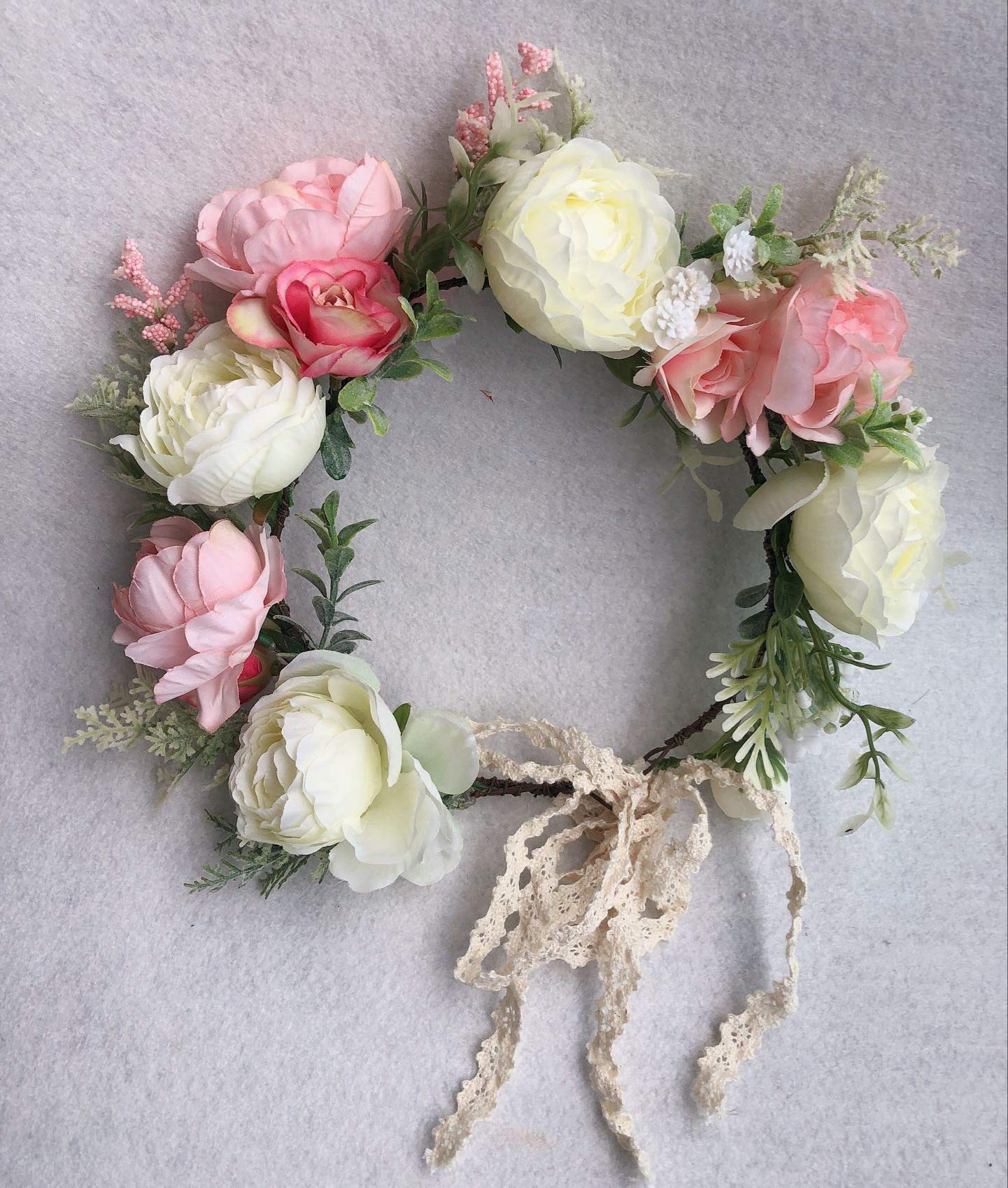 DDazzling Women Flower Headband Wreath Crown Floral Wedding Garland Wedding Festivals Photo Props (#Deep Purple)