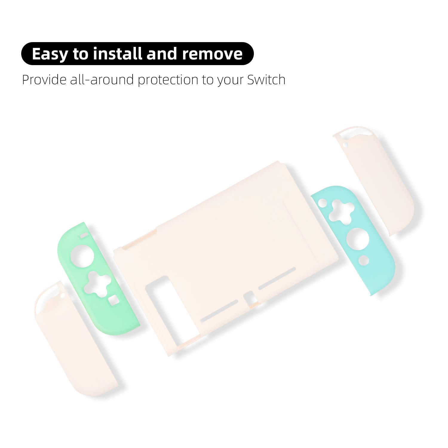 GeekShare Protective Case Slim Cover Case for Switch - Shock-Absorption and Anti-Scratch (White & Green)