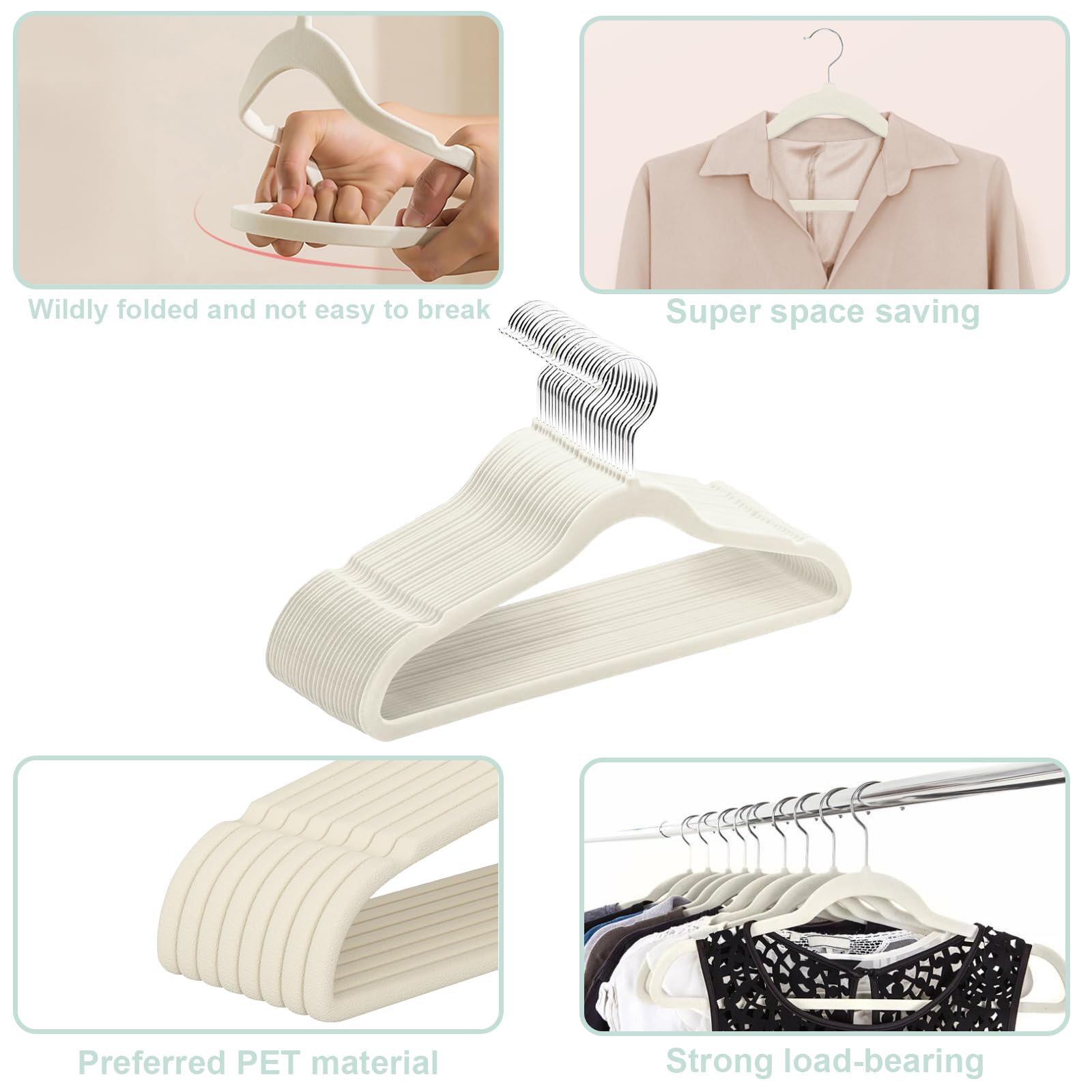 Premium Velvet Hangers 50 Pack, Non-Slip Clothes Hangers,Suit Hangers-Pants Hangers with 360 Degree Rotatable Hook, Ideal for Heavy Duty Coat, Grey