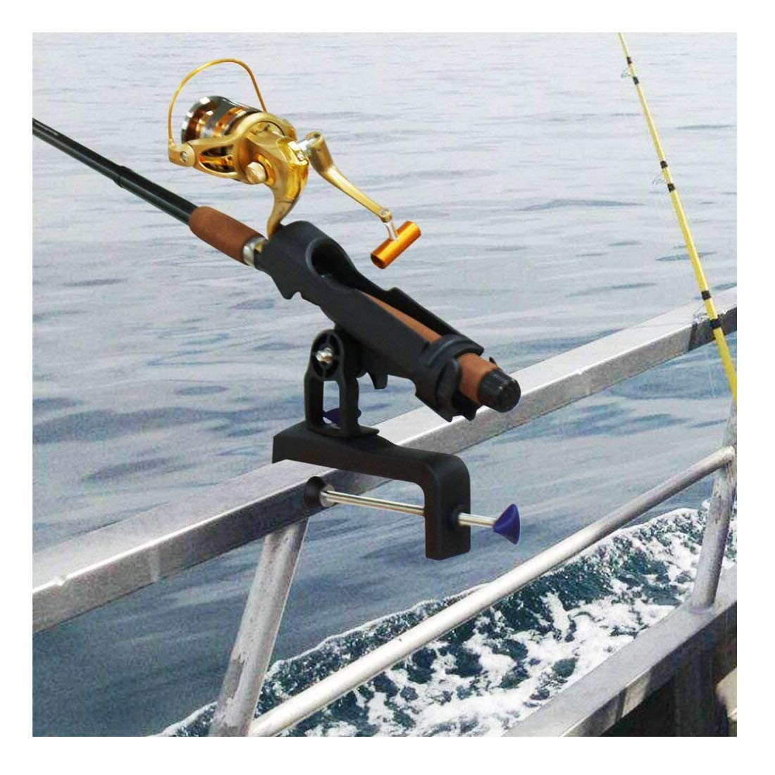 Fishing Rod Holder for Boat 360° Adjustable Boat Rod Holder Racks Clamp on Fish Pole Holders Stand Rack for Boats Kayak Canoe Raft Accessories