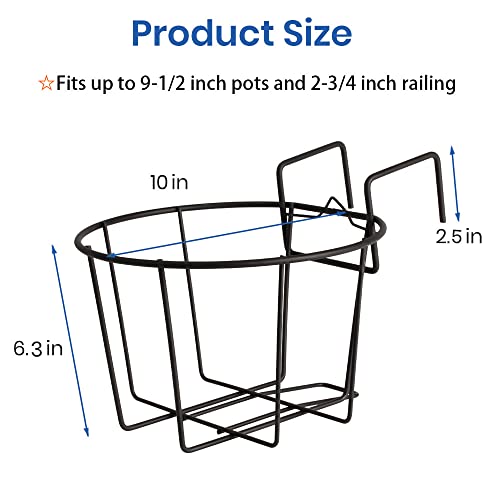 TreeLen 3Pack 10inch Railing Planters Outdoor Balcony Hanging Baskets for Plants Fence Planters Metal Potted Stand Indoor Porch Railing Planters Flower Pot Holder