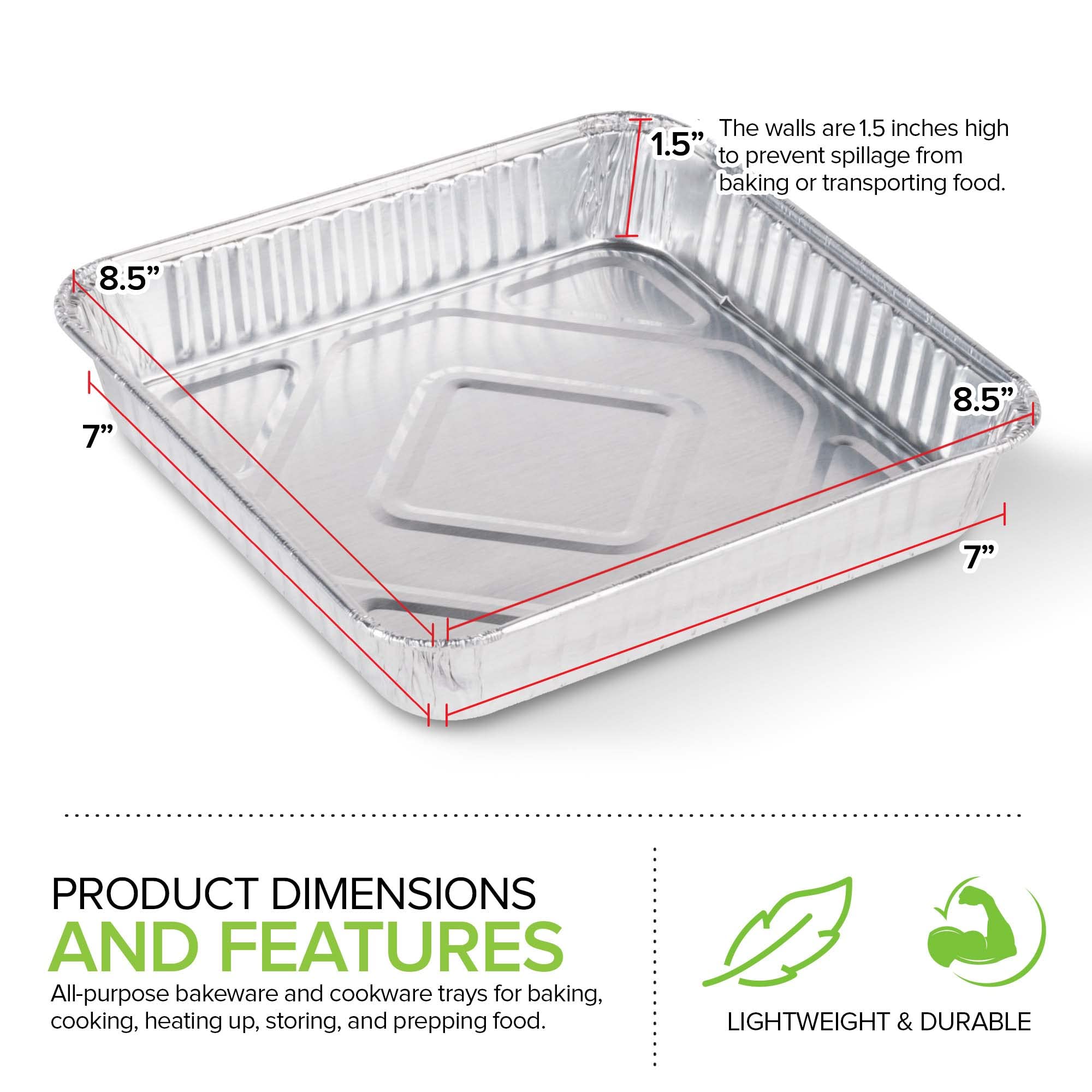 Stock Your Home 9x9 Aluminum Foil Pans - 8.75" L Rim (30 Pack) Square Tins for Toaster Oven- Cooking Lasagna, Casserole, and doing Food Prep - Disposable Baking Pan for Cake or Brownie Dish