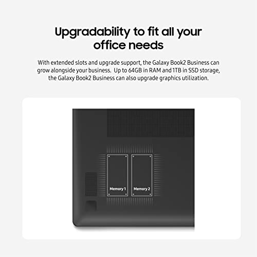 SAMSUNG 14" Galaxy Book2 Business Laptop Computer, i7P / 16GB / 512GB, Windows 11 PRO, 12th Gen Intel vPro 28W Processor w/ Enhanced Security, NP641BEF-KA2US, Graphite
