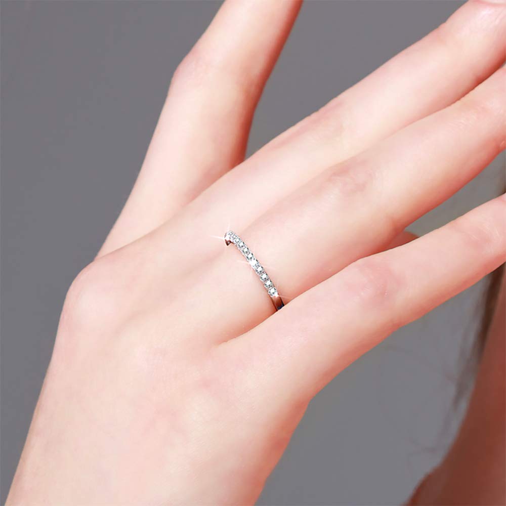 Gemorie Women's Moissanite Pavé Stackable Channel Set Wedding Anniversary Engaement Band in Hypoallergenic Sterling Silver (6)