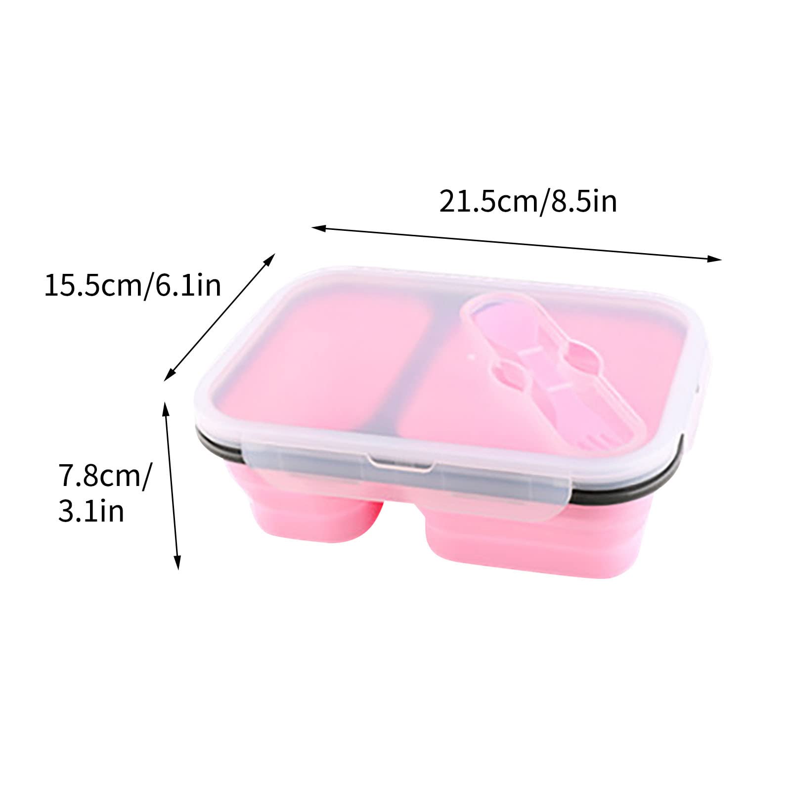 Hagad Silicone Collapsible Lunch Box with Spoon, Portable Food Storage Containers Space Saving Microwave Refrigerator Food Containers