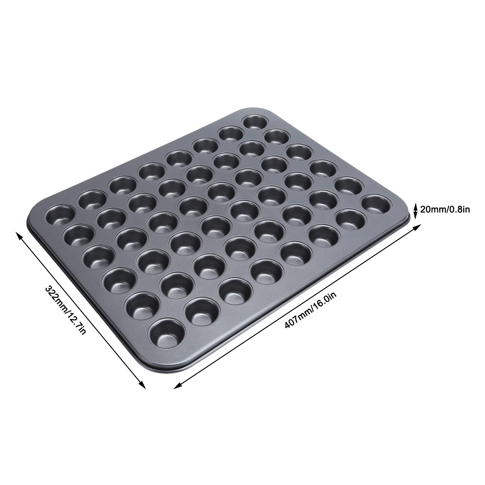 Horoper 48‑Cup Non‑Stick Carbon Steel Mini Round Cupcake Pan Tray Mini Cupcake Baking Pan Baking Mould Bakeware Cooking Accessory for Kitchen Indoor Family Events