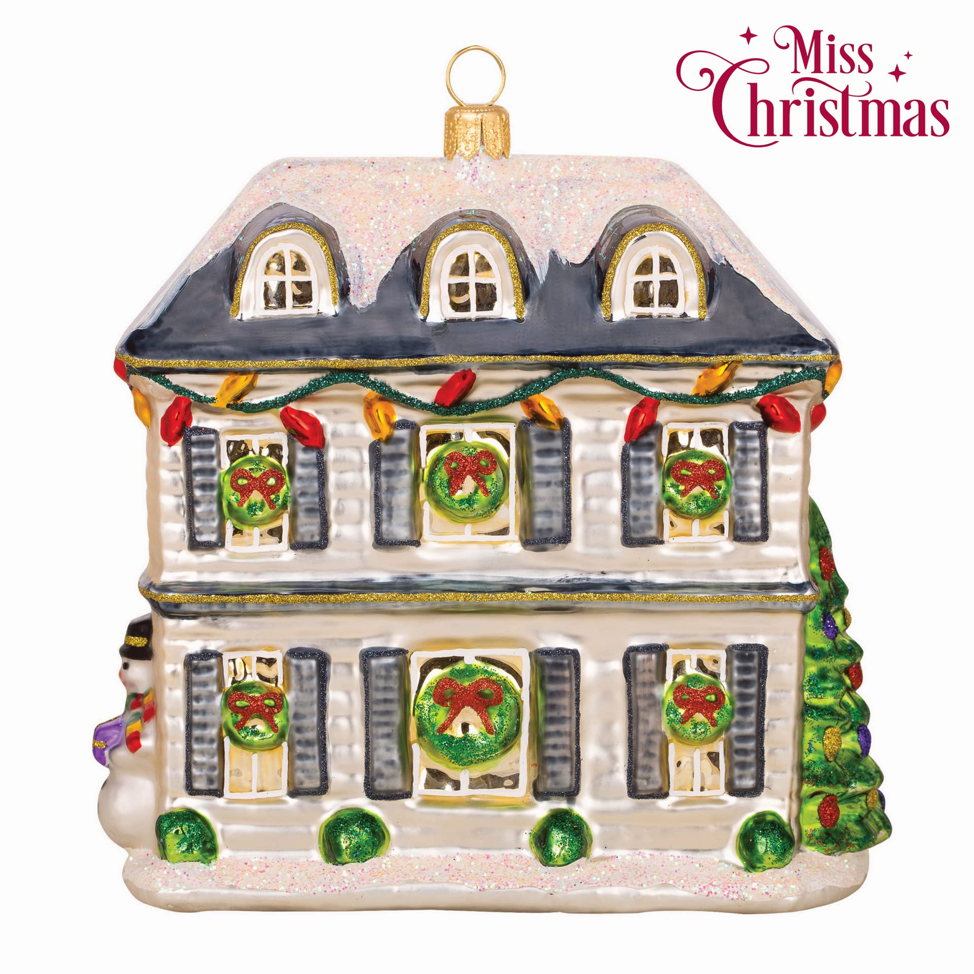 EBE015 Miss Christmas 2024 Collection Home is Love New House Blown Glass Christmas Tree Ornament