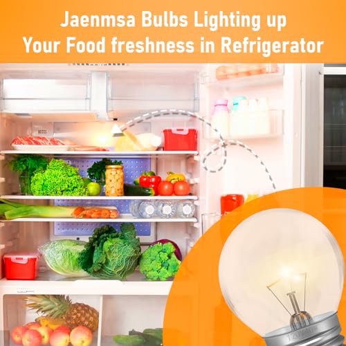 Jaenmsa 40 Watt Appliance Oven Light Bulb G45,300℃ Hight Temp Light Bulbs Replacement for Oven,Incandescent,Stove, Refrigerator,Microwave,E26 Socket 110V-130V Clear,Dimmable,2 Pack