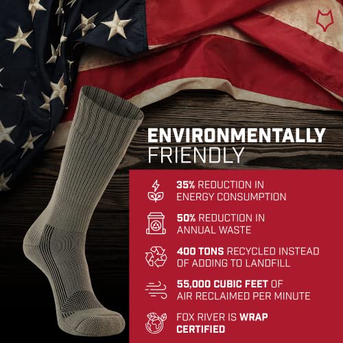 Fox River Lightweight Tactical Military Boot Socks for Men, 3 Pack Mid-Calf Socks with Moisture Free and Stain Resistant Fabric - Foliage Green - Large