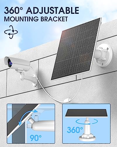 EBL 5W Solar Panel for Wireless Outdoor Security Camera, Solar Panel Charger for Rechargeable Battery Powered Surveillance Cam with Micro USB to USB C Input Port for Phone iPad Outdoor Use