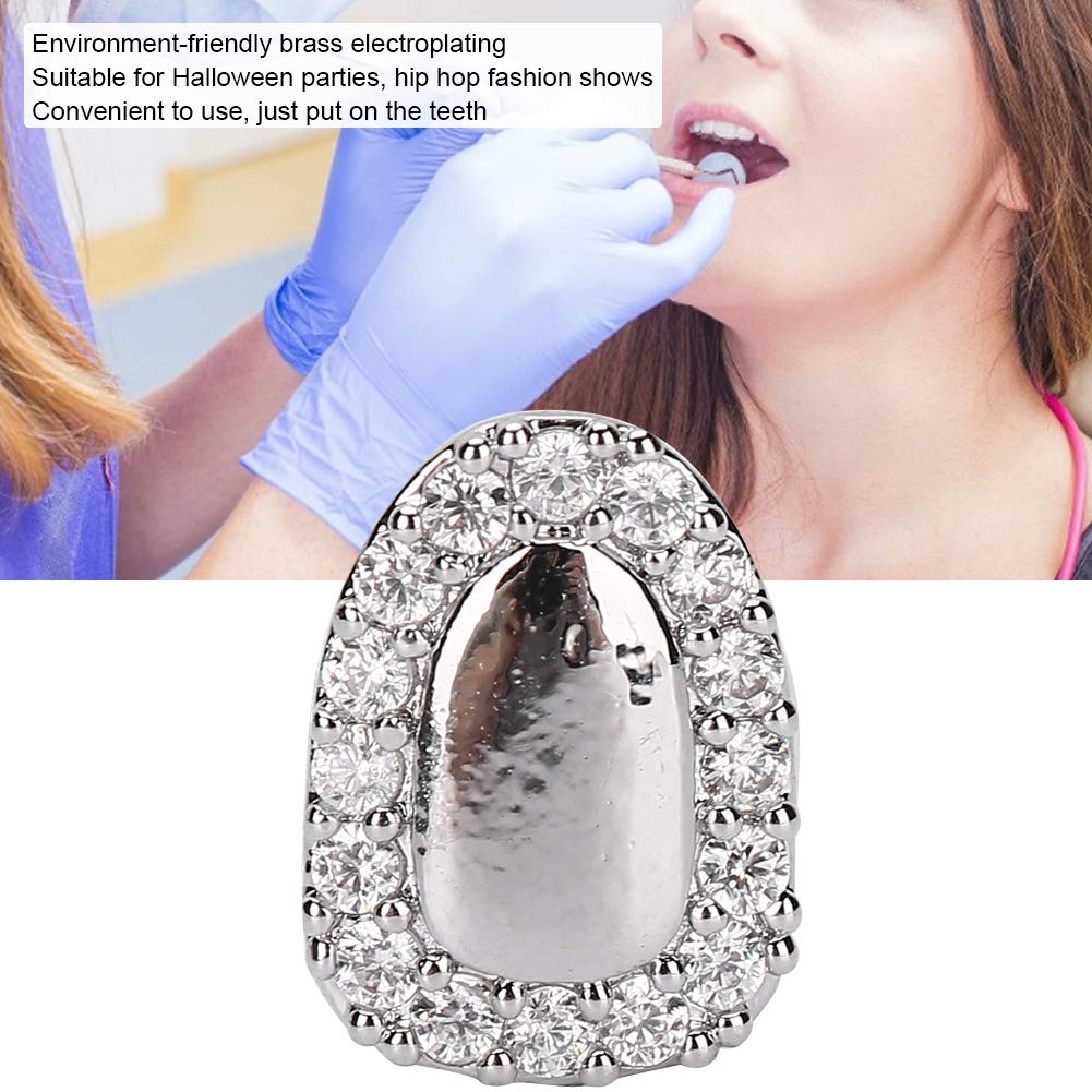 Grillz Single Tooth, Hip Hop Teeth Bling Teeth Accessory Decoration for Teeth Rapper Costume Cosplay, Halloween Party Hip Hop Show Accessories Teeth Grills