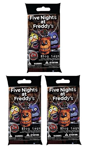 Officially Licensed Five Nights At Freddy's Dog Tags Necklace Mystery Pack 3-Pack "Contains 3 Random Dog Tag Necklaces"