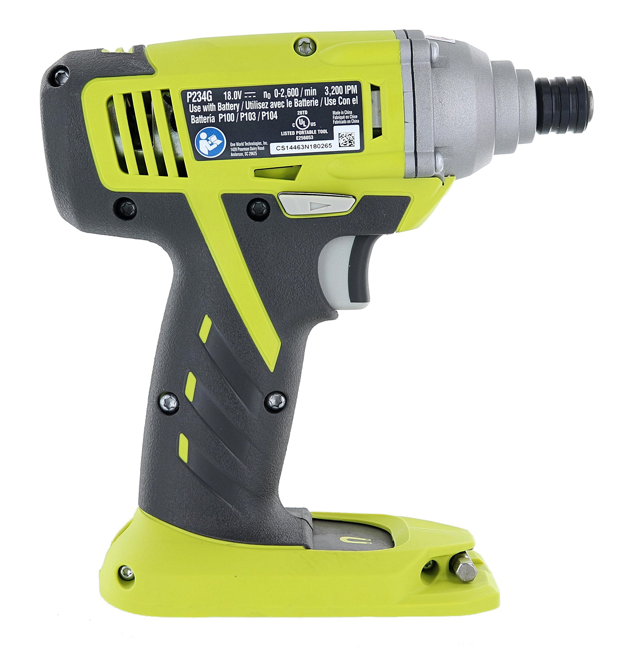 Ryobi P234g One+ 18-Volt Lithium Ion Cordless Impact Driver (Battery Not Included / Power Tool Only) (Renewed)