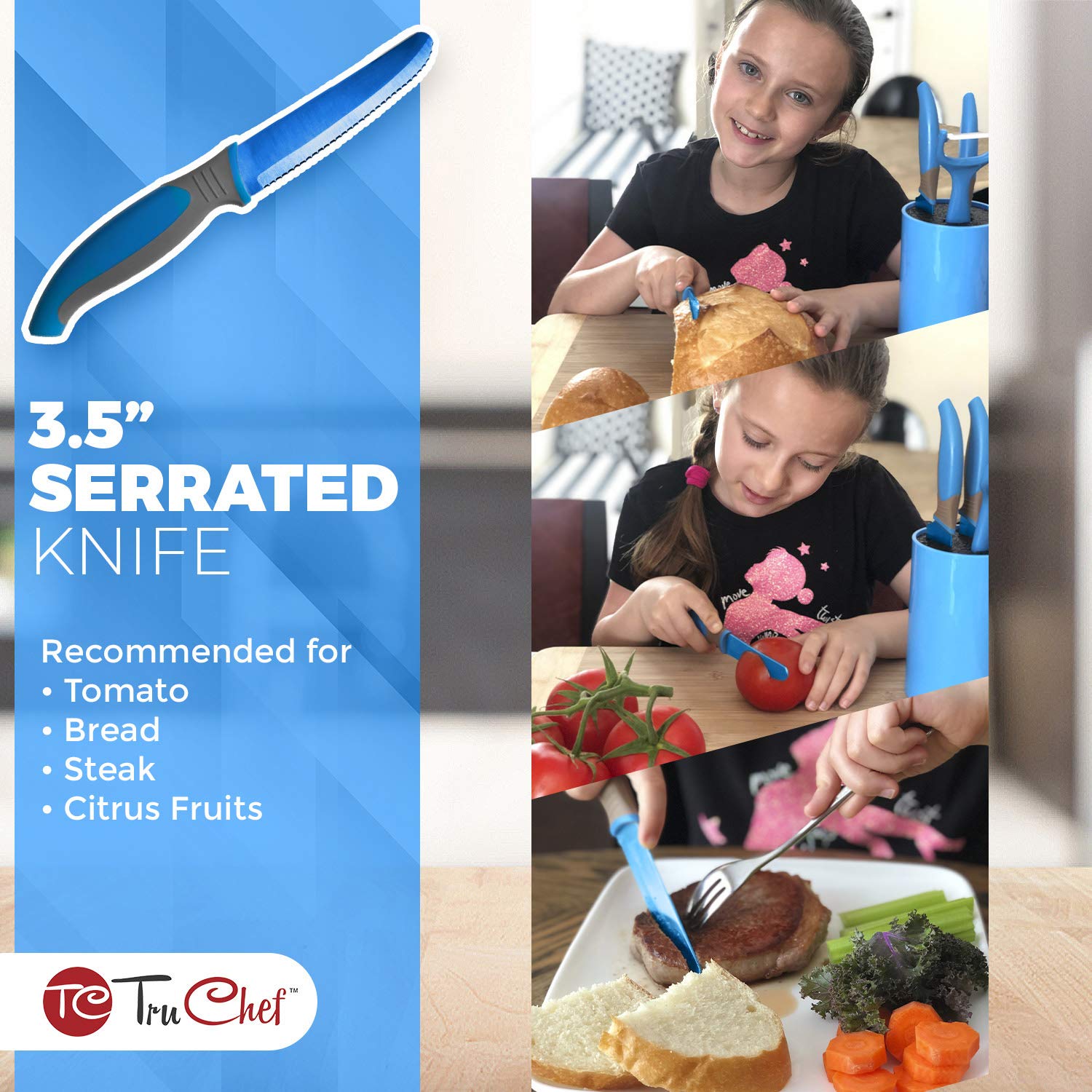 TruChef Kids Knife Set For Cooking and Kids Cut Resistant Gloves (Small) Bundle