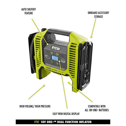 RYOBI P747-P163 18-Volt ONE+ Dual Function Inflator/Deflator with 2.0 Ah Battery and Charger