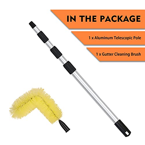 GCGOODS Gutter Cleaning Brush, Upgraded Gutter Guard Cleaner Tool with 5.5 Ft Telescopic Pole & Easy Adjustable Angle of Brush, Clean Leaves and Debris from The Ground