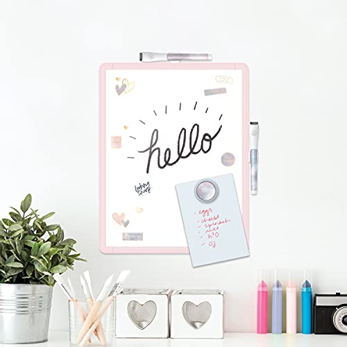 U Brands Contempo Dry Erase Board Set, Pink Soft Dye, Office Supplies, Includes Markers, Magnets, 11β x 14β, 15 Pieces