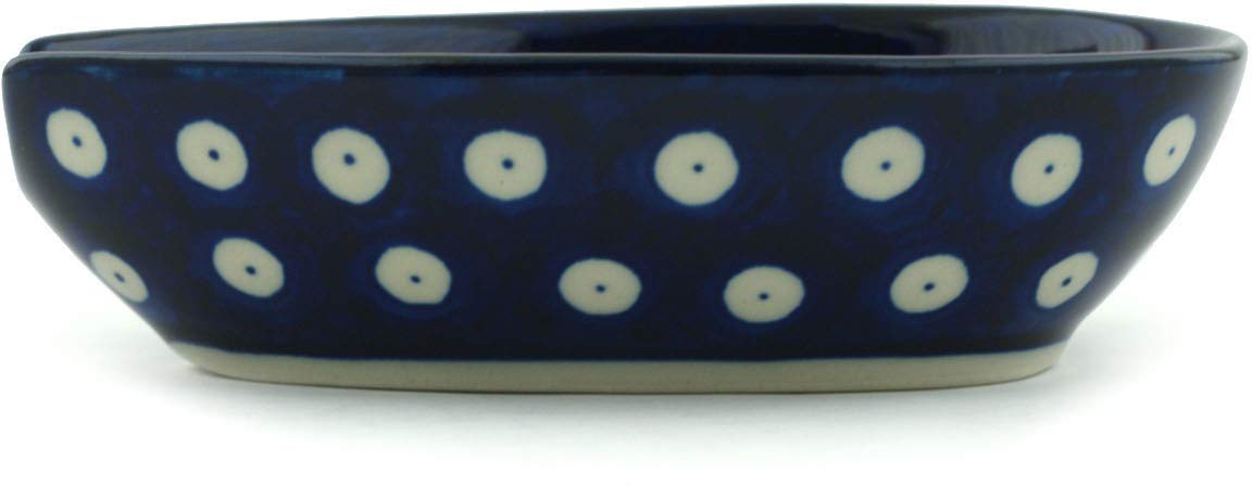 Polish Pottery 4¾-inch Spoon Rest made by Ceramika Artystyczna (Bleeding Heart Peacock Theme) + Certificate of Authenticity