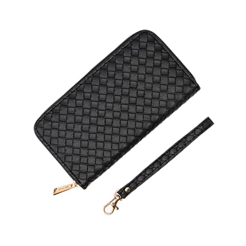U+U Women's Wallets Wristlet Wallets for Women Woven Wallet Credit Card Holder Wallet with Zipper(Black)