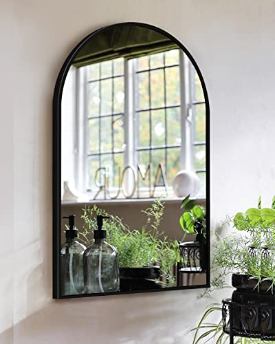 OGCAU 20 x 30 Inch Black Mirror Wall Mirror for Bathroom, Black Metal Frame, Arched Wall Mounted Mirror, Bathroom Vanity Mirror for Living Room Entryway (Black)