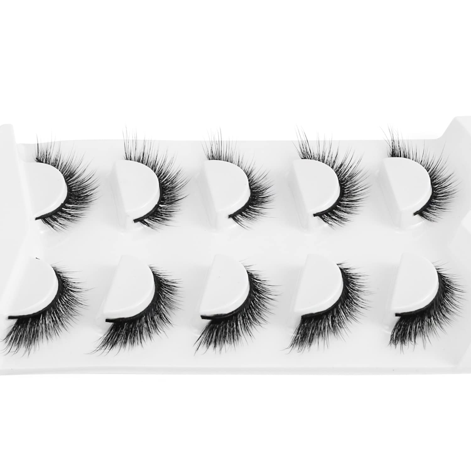 gootrades Cat Eye Lashes Fox Eyelashes 3D Faux Mink False Eyelashes, 5 Pairs Winged Eyelashes 15mm Natural Look L Shape Mimic Eyelashes Extension(Style-02)