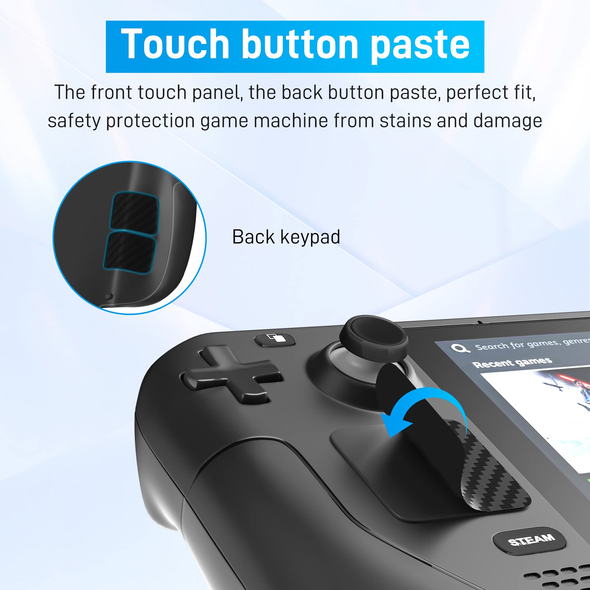 FANPL Accessories for Steam Deck with 2 Dust Cover and 4 Dust Plug & 2 Tactile Protector for Trackpad & 4 Back Button Protection Sticker and 4 Thumb Grips