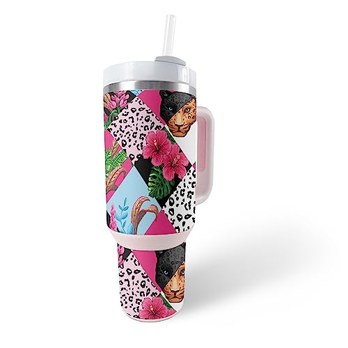 MightySkins Skin Compatible with Stanley The Quencher H2.0 FlowState 40 Oz Tumbler - Cat Tile | Protective, Durable, and Unique Vinyl Decal wrap Cover | Easy to Apply, Remove, and Change Styles