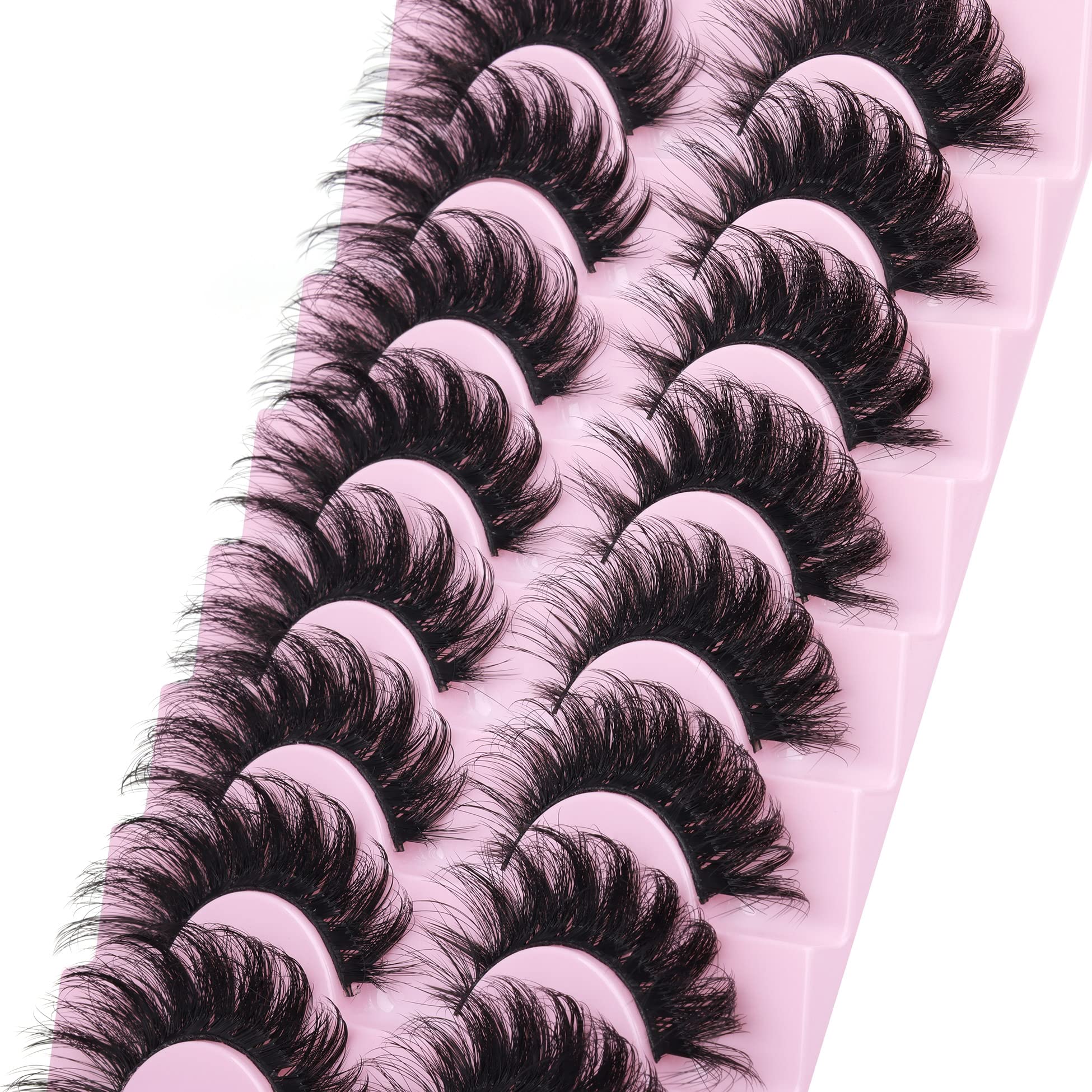 Fluffy Lashes Cat Eye D Curl Dramatic Faux Mink Lash Wispy 20MM Long Volume False Eyelashes That Look Like Extension 8 Pairs by Mavphnee