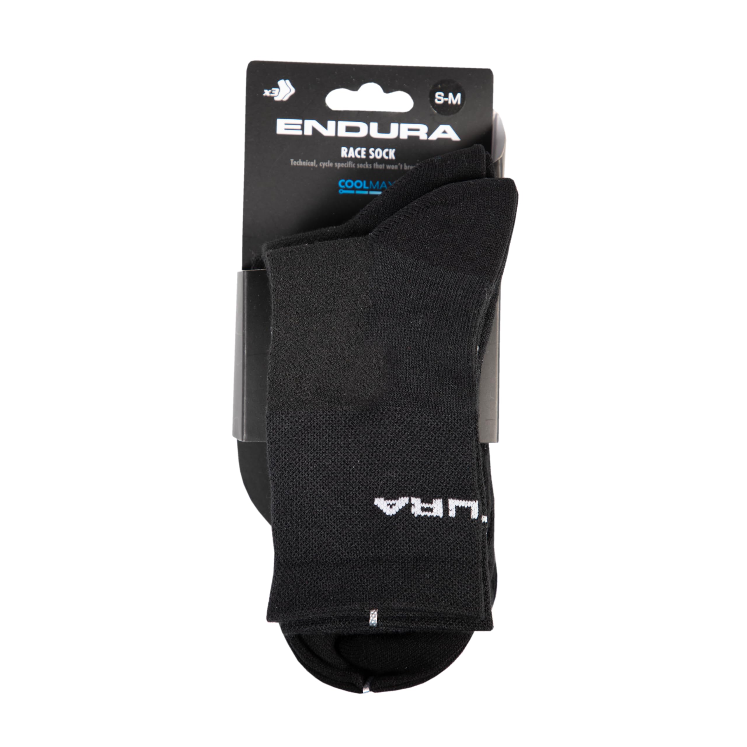 Endura Men's Coolmax Race Cycling Sock (Triple Pack) Black, L/XL