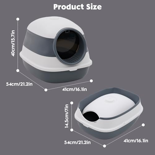 EAPURA Cat Litter Box with Automatic Sand-Proof cage&Cat Plastic Scoop,Self Cleaning cat Litter Box,Enclosed Litter Box,Deodorization Function, and Easy to Clean Splash-Proof Adult cat Toilet (grey1)