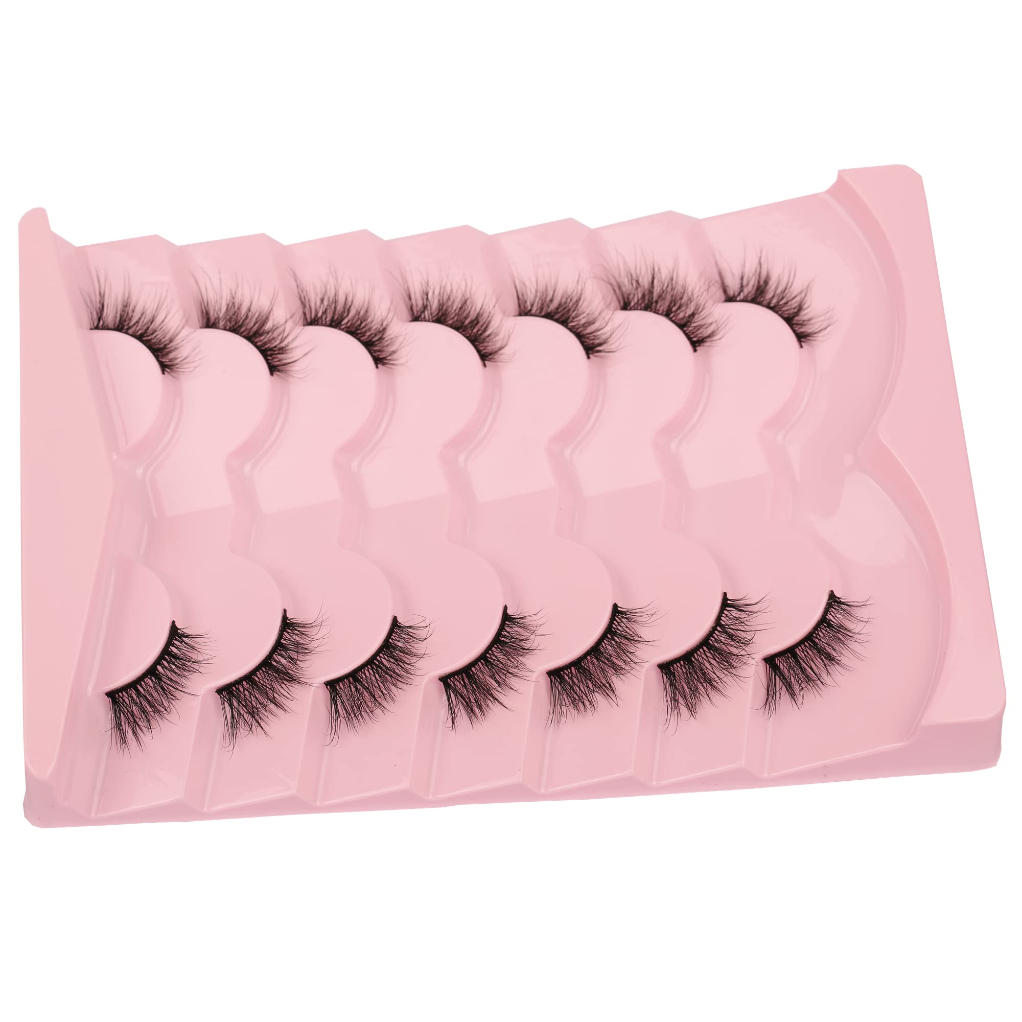 Gmagictobo False Eyelashes Fluffy Half Lashes Natural Look Cat Eye Lashes Pack False Lashes Extensions Fake Eyelashes 7 Pairs Multipack
