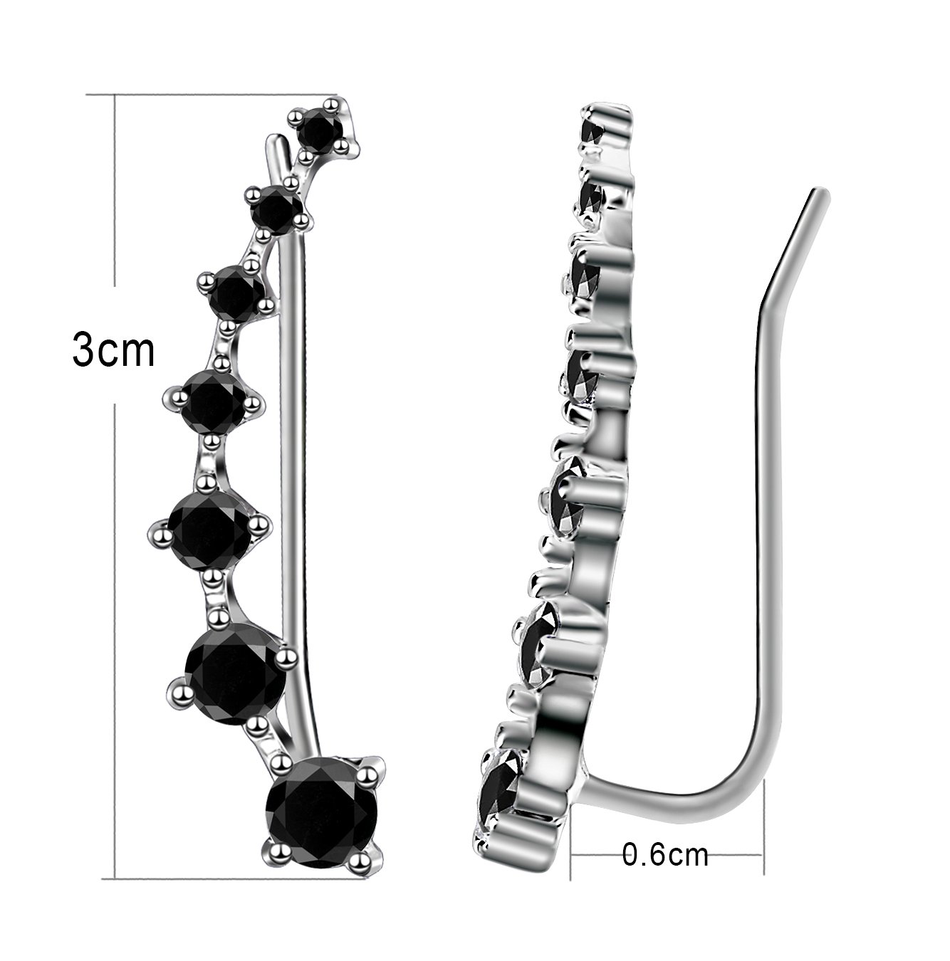 Ear Jewelry for Women 7 Star Ear Cuffs Climber Earrings 925 Sterling Silver Hypoallergenic Earring with Cubic Zirconia for Birthday Gift