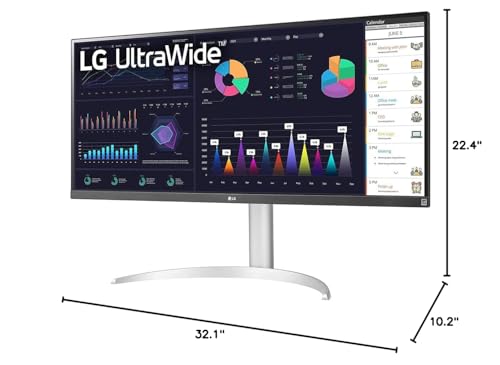 LG 34WQ650-W 34 inch 21:9 UltraWide Full HD 2560 x 1080 100Hz IPS Monitor Bundle with Deco Gear HDMI Cable 2 Pack + Gamer Surface Mousepad + Screen Cloth