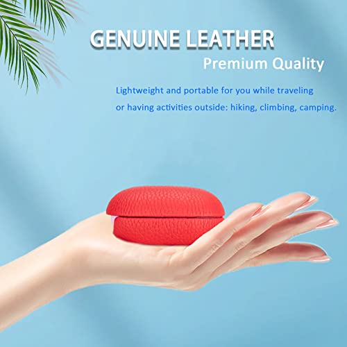 Miimall Compatible for Beats Fit Pro Leather Case Cover, [Vintage Style] [Anti-Lost Strap] Durable Genuine Leather Protective Case for Beats Fit Pro (Red)