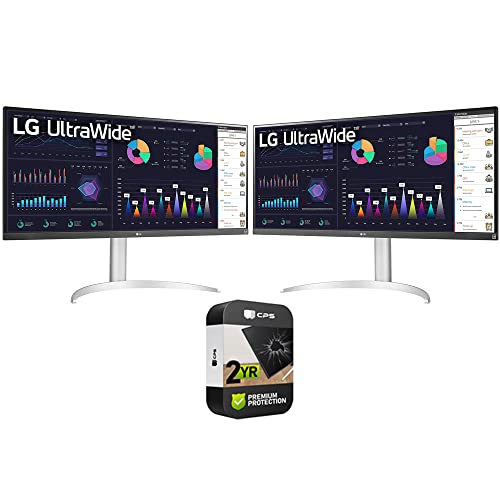 LG 34WQ650-W 34 inch 21:9 UltraWide Full HD 2560 x 1080 100Hz IPS Monitor 2 Pack Bundle with 2 YR CPS Enhanced Protection Pack