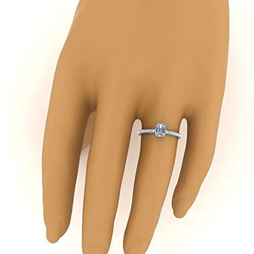 GROWNMINE Hidden Halo 1 Carat White Emerald Cut Moissanite Ring In 925 Sterling Silver For Gift (Emerald - 6.5)