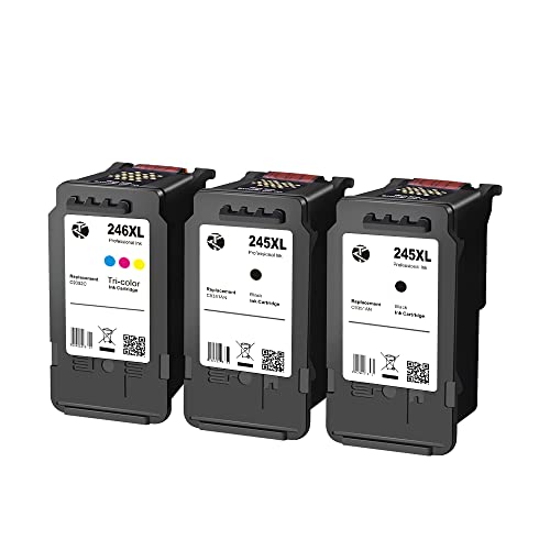 KONGTENBUY- 245xl 246xl Ink Cartridge Replacement for Canon Ink Cartridge 245&246 245xl 246xl Combo Pack Pg-245Xl Cl-246Xl PG-243 CL-244 for Canon Pixma MX492 MX490 MG2522 MG2920 (2 Black 1 Tricolor)
