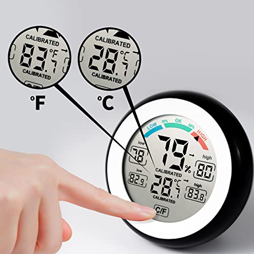 Reptile Terrarium Thermometer Humidity Gauge for Aquarium Tank with Touch Screen & Suction Cup