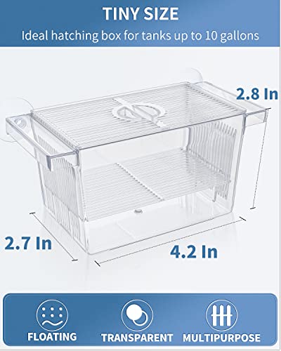 Pawfly Aquarium Fish Breeding Box Acrylic Hatchery Incubator Tank with Suction Cups Small Isolation Box for Baby Small Fish Shrimp and Betta