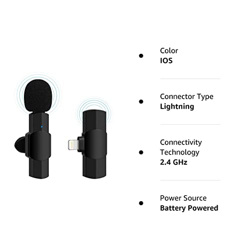 GRTPRTS Wireless Microphone for iPhone iPad, Lavalier Microphone for Video Recording, TikTok Facebook Live Steam, Youtubers, Vloggers, Interview, Clip-on Plug & Play Lapel Mic Auto-sync