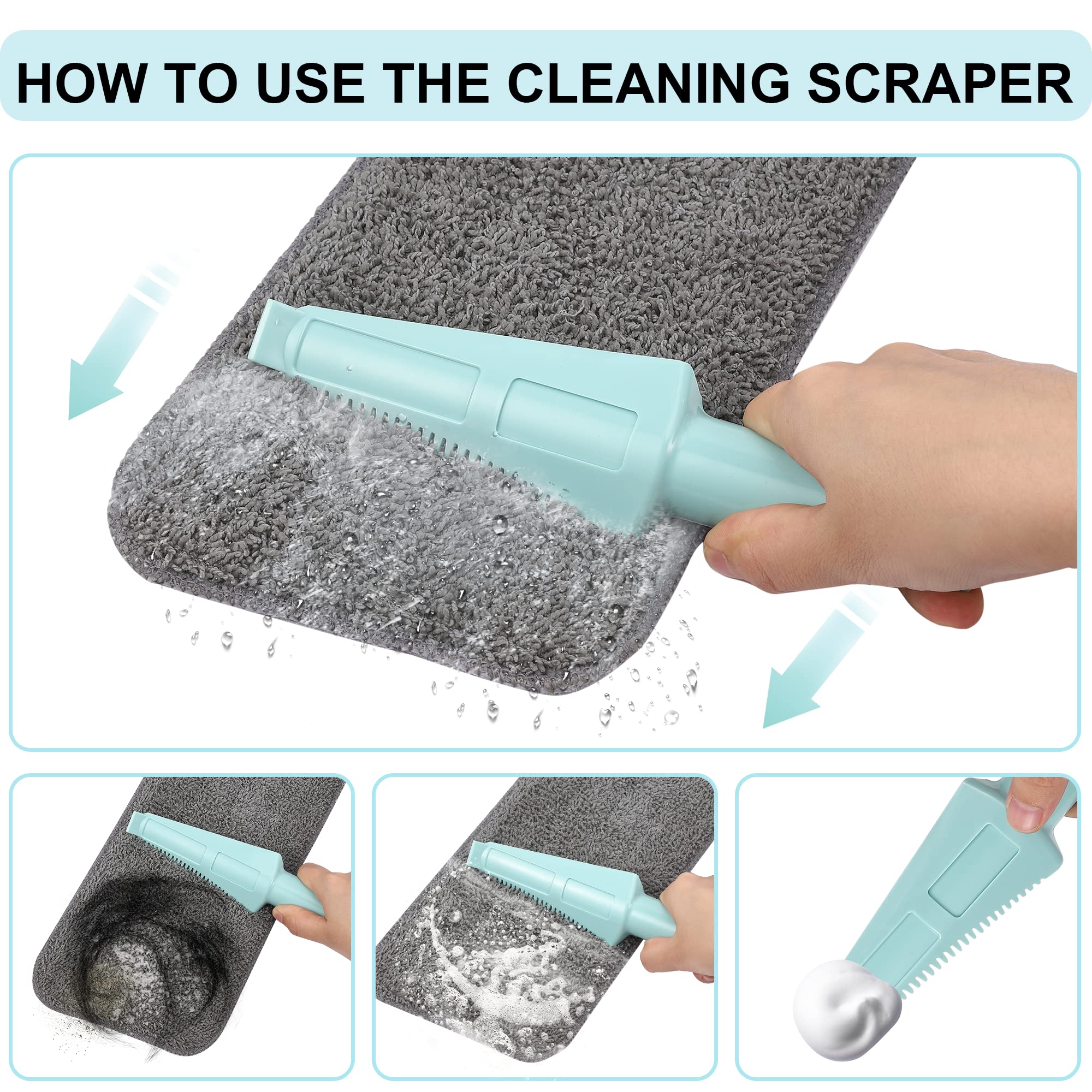 Fashionwu Spray Mop, Spinner Microfiber Floor Mop with 4 Washable Mop Pads, Refillable Spray Bottle and 1 Scraper, Flat Mop for Home Kitchen Hardwood Laminated Wood Ceramic Floor Cleaning, White