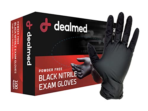 Dealmed Black Nitrile Exam Gloves β Disposable Multi-Purpose Use Medical Gloves Use for First Aid and Medical Facilities, 100 Count (Medium, Pack of 10)