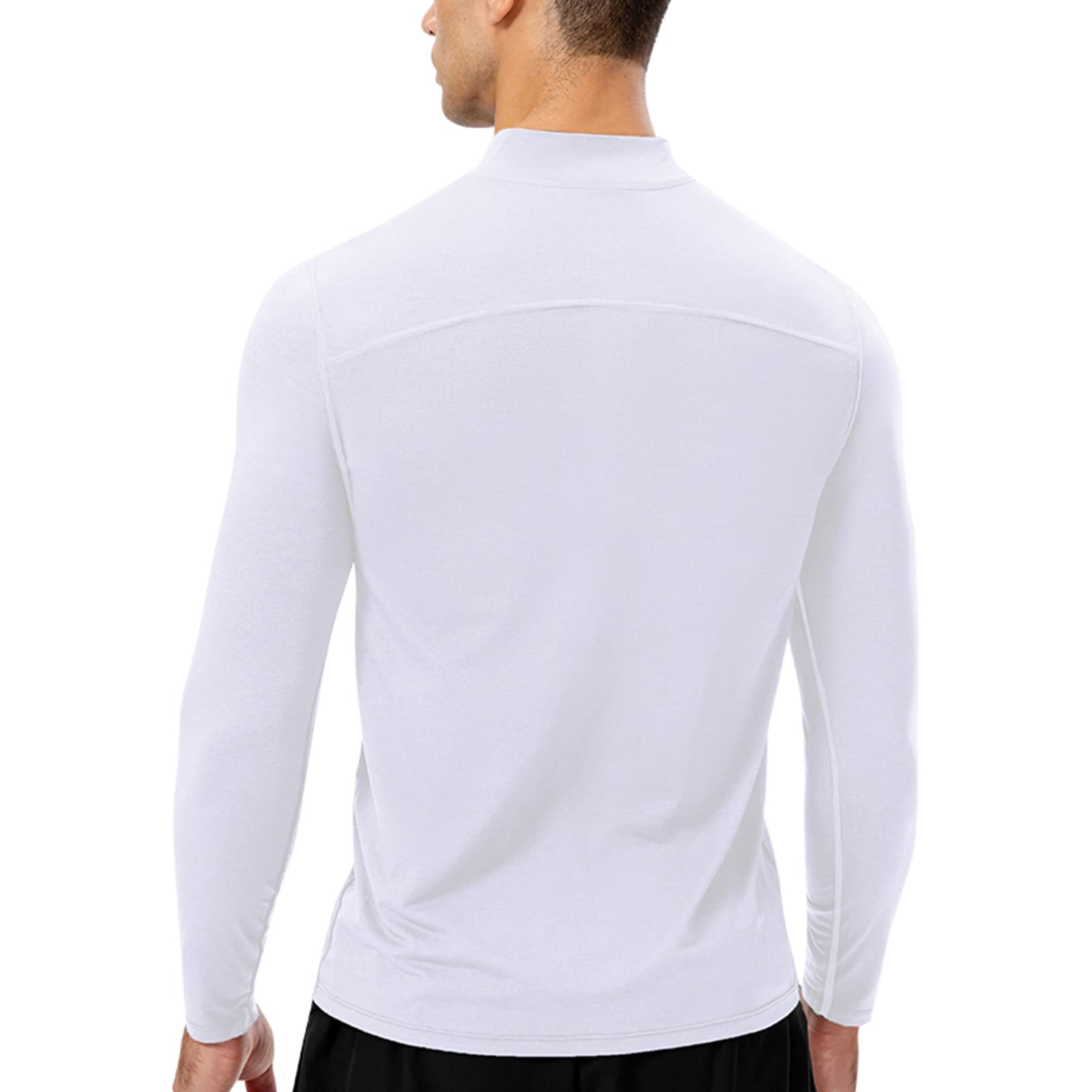 GAOQSEMG Long Sleeve Running Tops for Men,Men's Quick Dry Quarter Zip Golf Pullover Lightweight Long Sleeved Athletic Gym Hiking Tee Shirts (White,S)