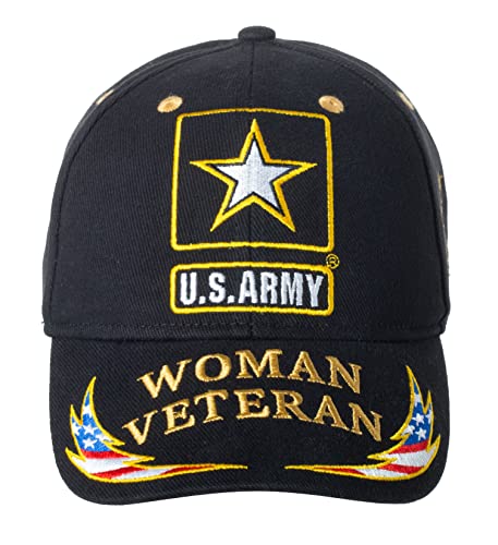 United States Army Woman Veteran Embroidered Adjustable Black Baseball Cap