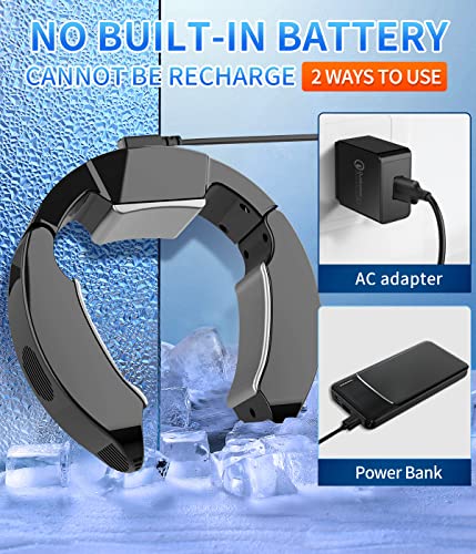 yahava Portable Air Conditioner Neck Fan 3 Cooling Plates Personal Fan Two 2 Speeds Angle Adjustable Fan with 10000mAh Power Bank