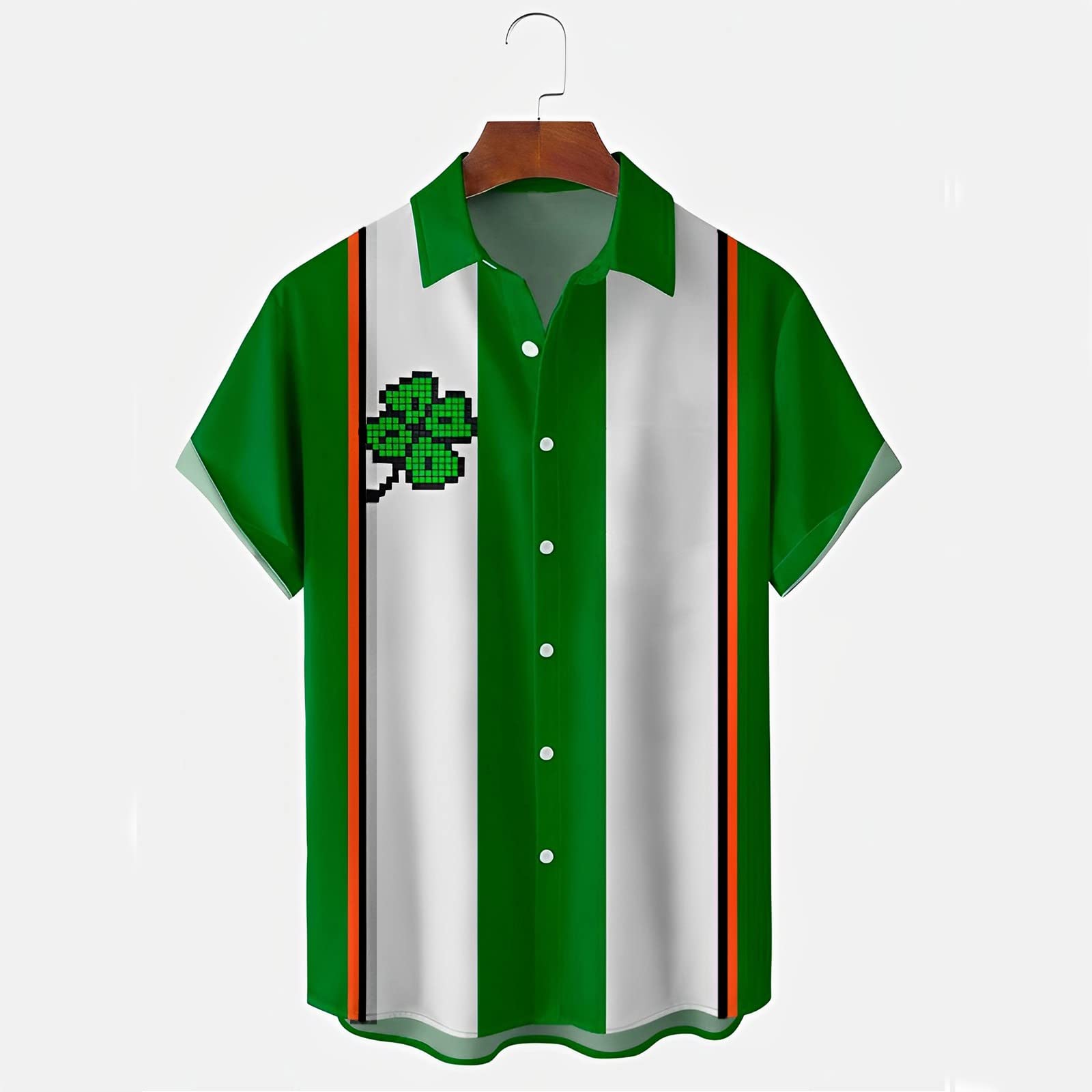 Hawaiian Shirt for Men, Unisex Summer Beach Casual Short Sleeve Button Down Shirts, St Patricks Day Shirt Clothing Tops